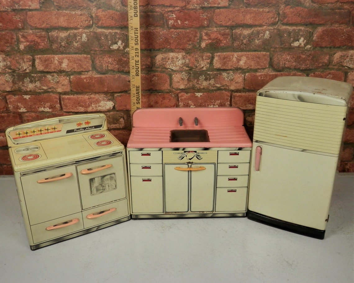 Vintage Metal Toy Kitchen Set Marx Pretty Maid Sink With - Etsy