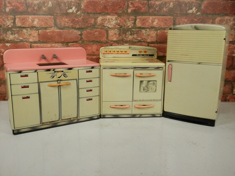Vintage Metal Toy Kitchen Set Marx Pretty Maid Sink With - Etsy
