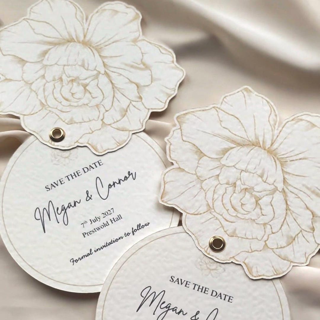 Floral Save the Dates | Elegant Minimalist Wedding | Swivel Date Cards ...