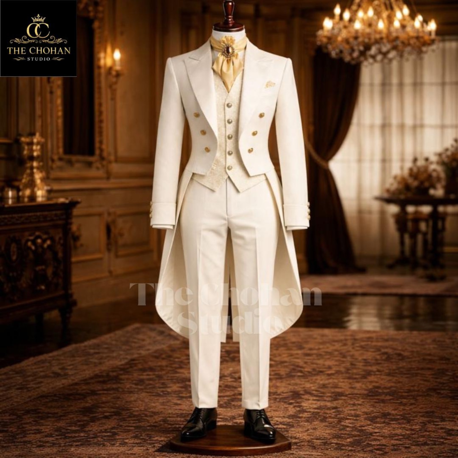 Men's Ivory Regency Tailcoat Suit | Victorian White Dress Coat ...