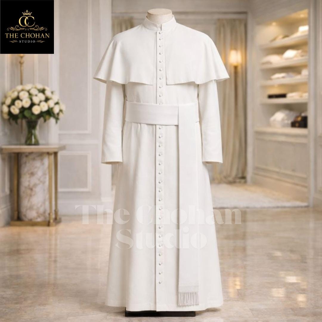 White Clerical Cassock | Catholic Priest Robe | Formal Church Vestment ...
