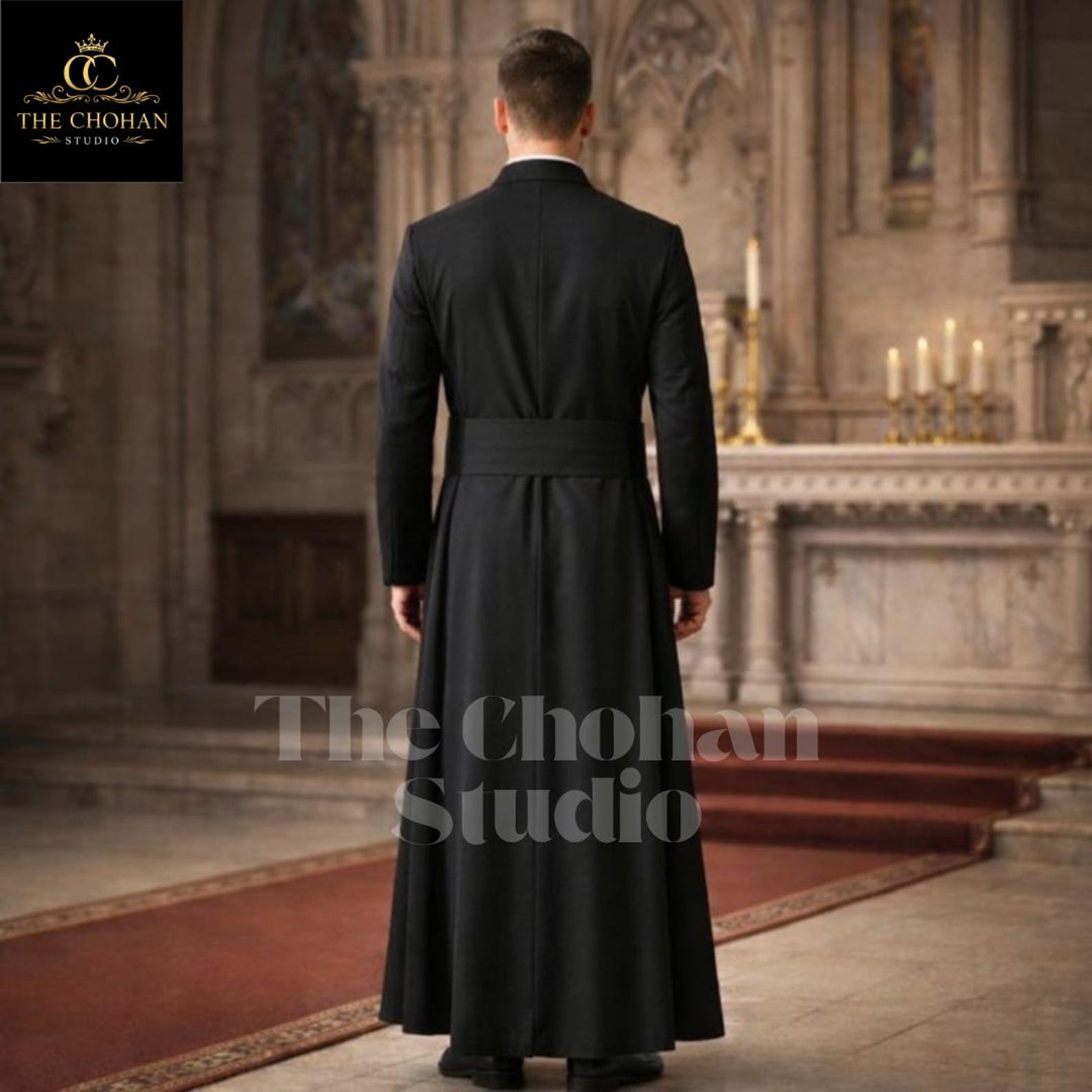 Traditional Black Catholic Priest Cassock – Clergy Robe With Roman ...