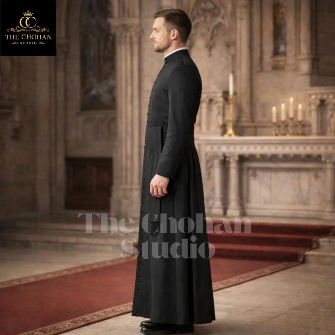 Traditional Black Catholic Priest Cassock – Clergy Robe With Roman ...