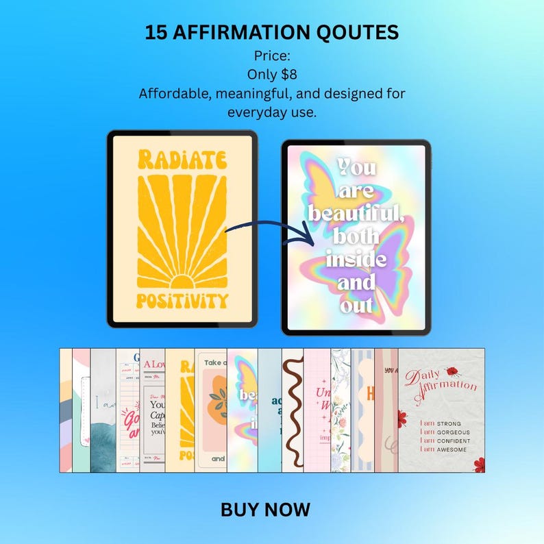 Positive Affirmation Cards: 15 Printable Motivational Quotes - Instant ...