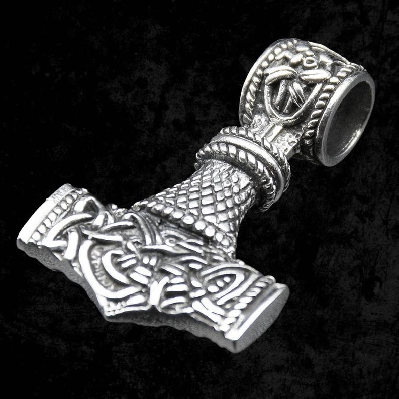 Silver Mjolnir Pendant With Nordic Knotwork | 925 Sterling Silver - Etsy