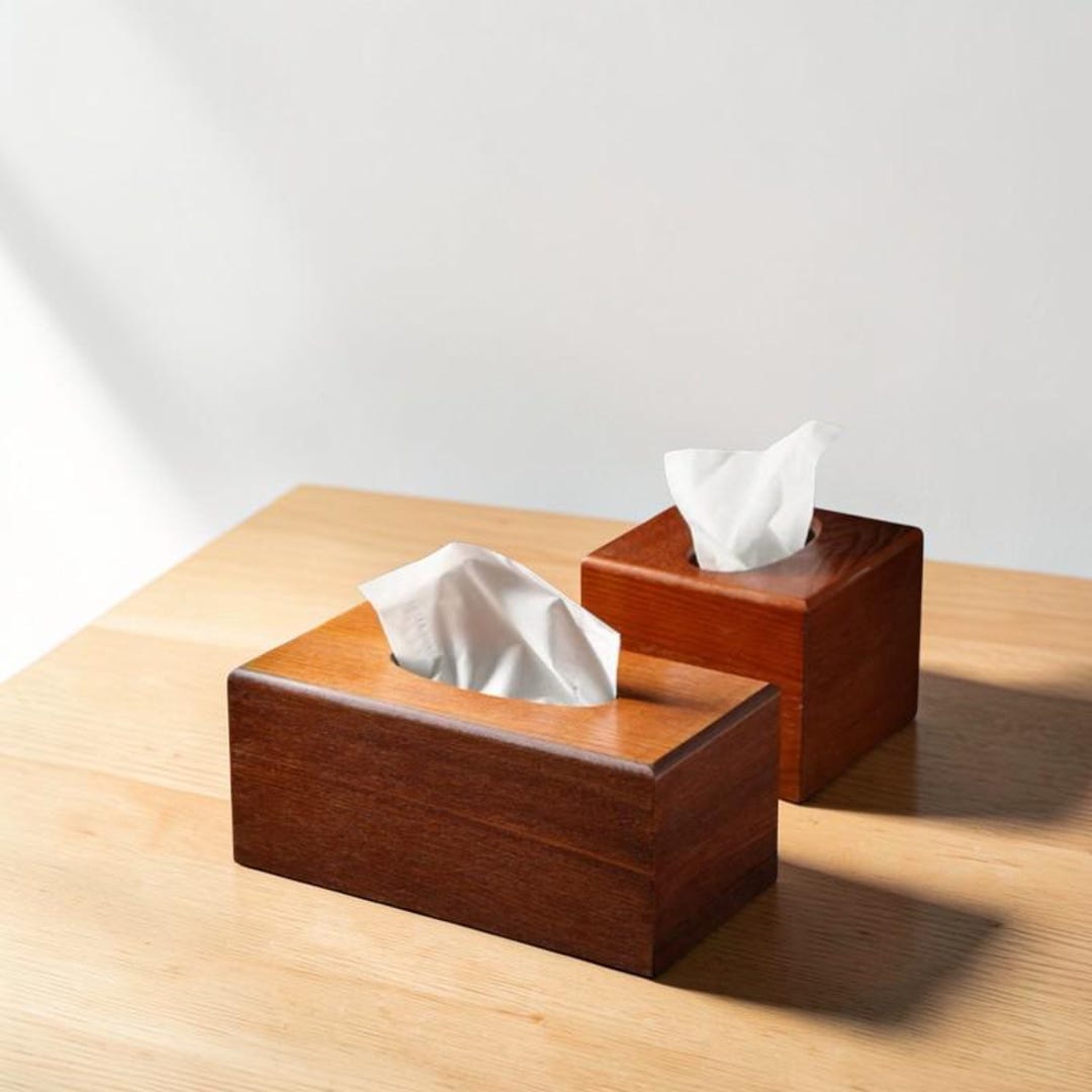Walnut Wood Tissue Box Cover Modern Rectangular Kleenex Holder - Etsy