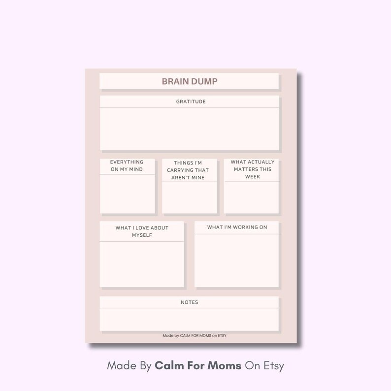 Brain Dump Printable | Weekly Reset Planner | Mental Clarity Worksheet ...