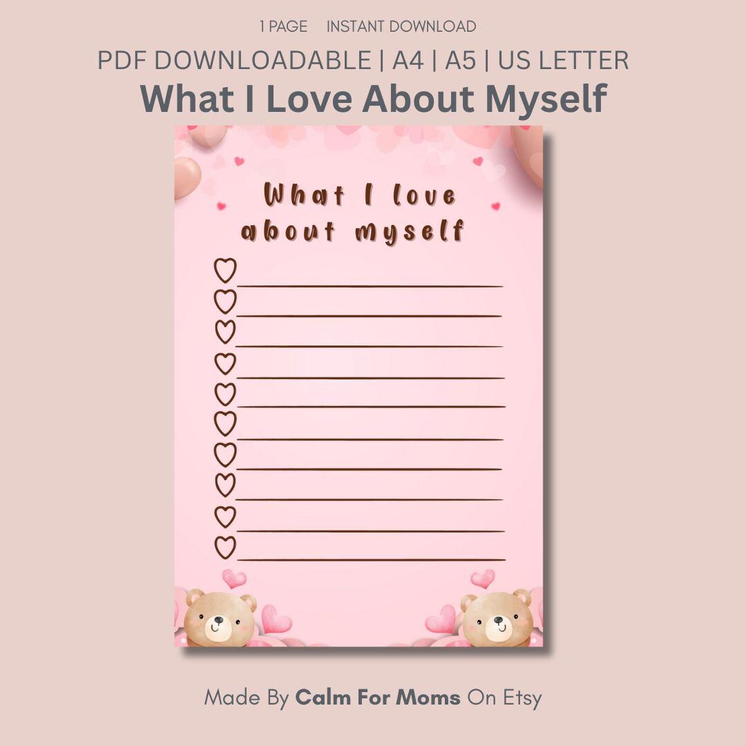 What I Love About Myself Printable | Self Love Valentine’s Day Activity ...