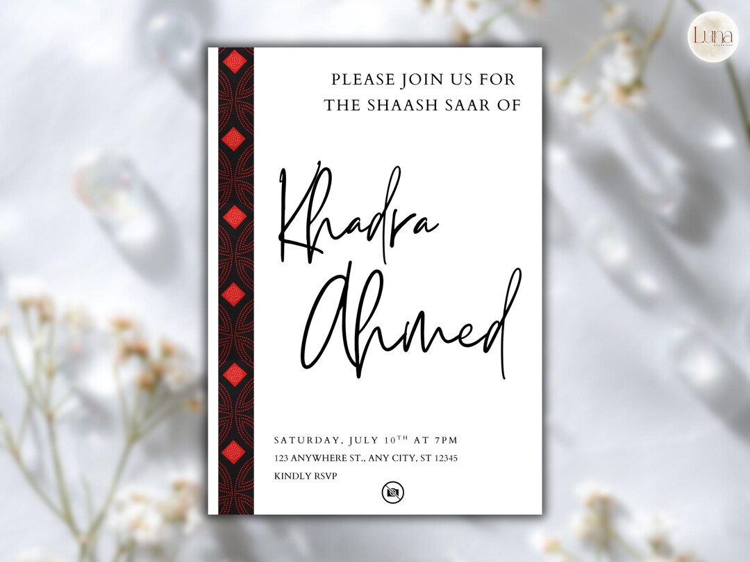 Shaash Saar Invitation Template | Digital Somali Wedding/bridal ...