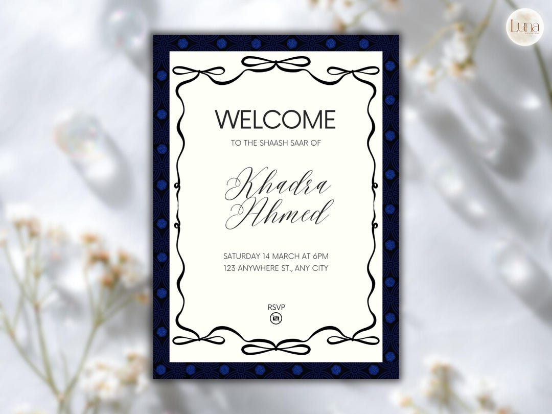 Somali Digital Blue Shaash Saar Invitation | Traditional Wedding/event ...