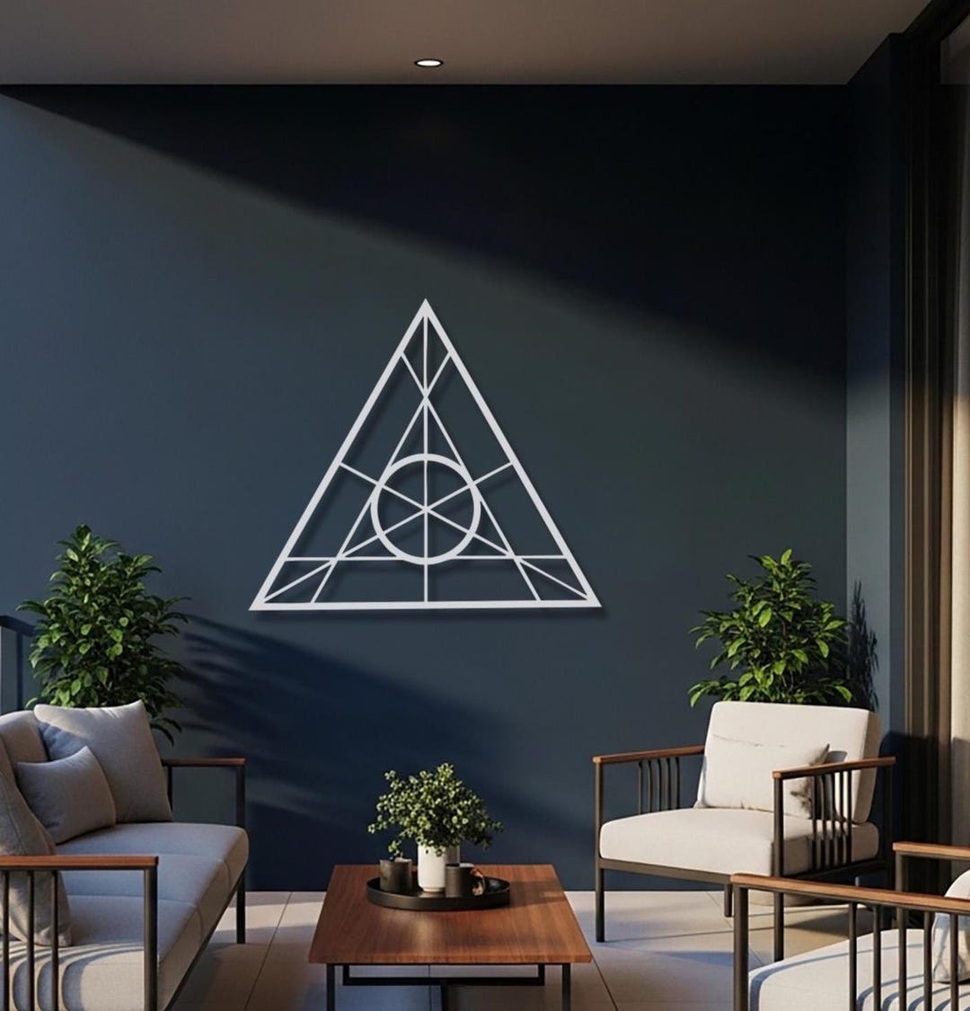 Geometric Triangle Metal Wall Art, Sacred Geometry, Minimalist Home ...