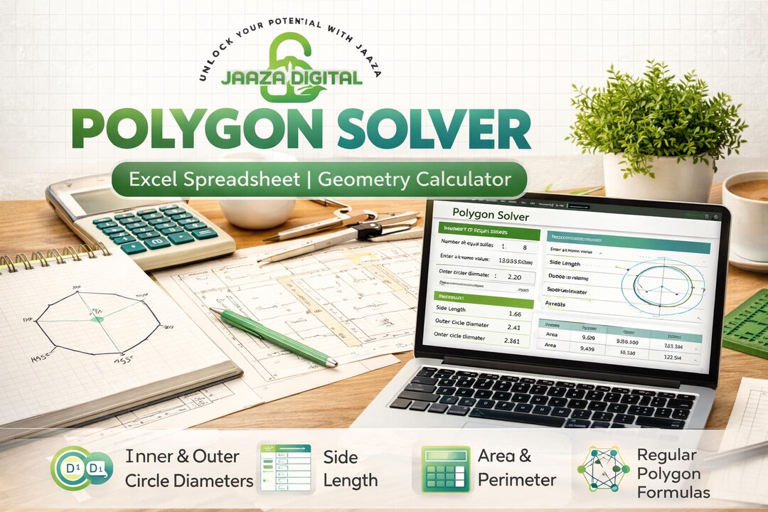 Polygon Solver Excel Spreadsheet | Geometry Calculator | Regular ...