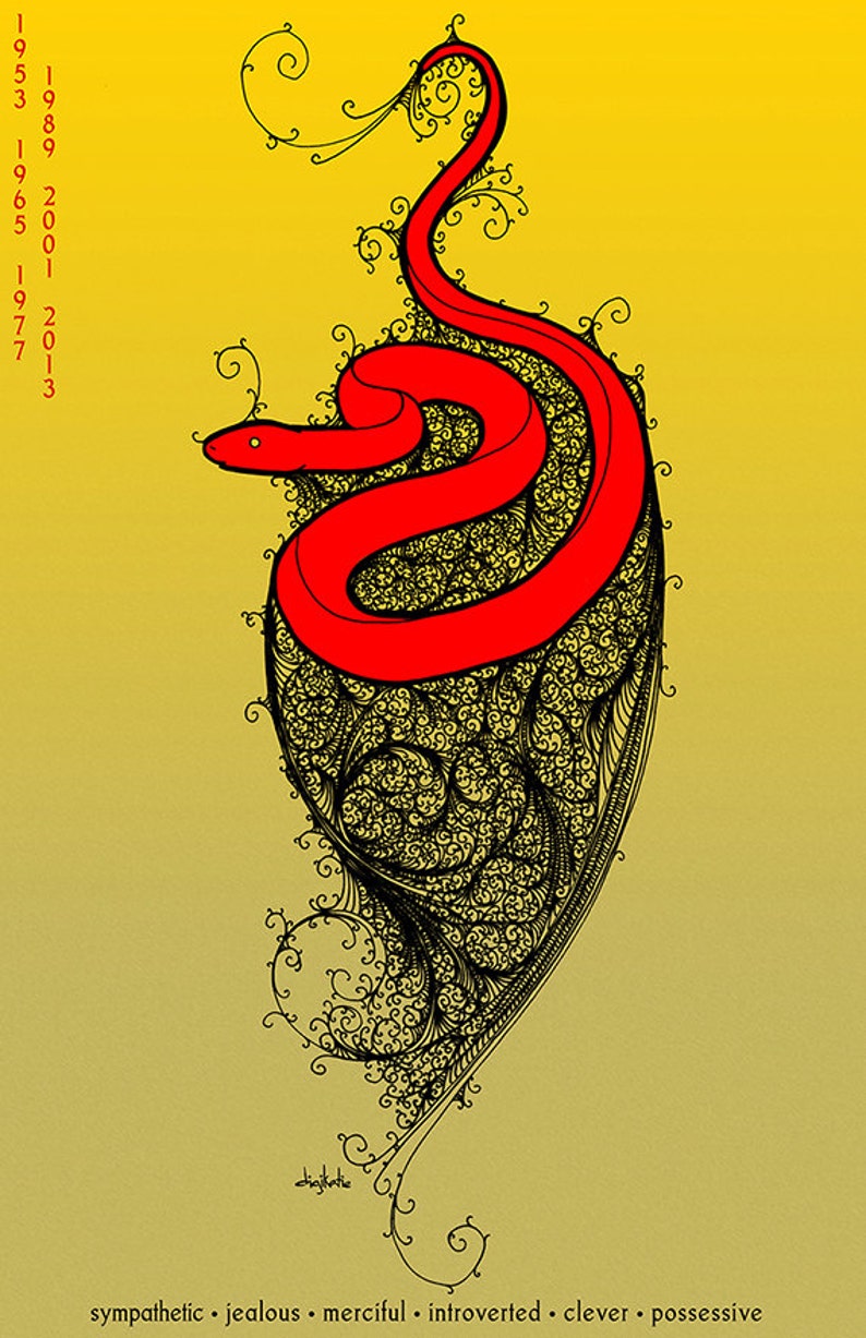 Chinese Zodiac Snake Large Art Print 11x17 Poster - Etsy