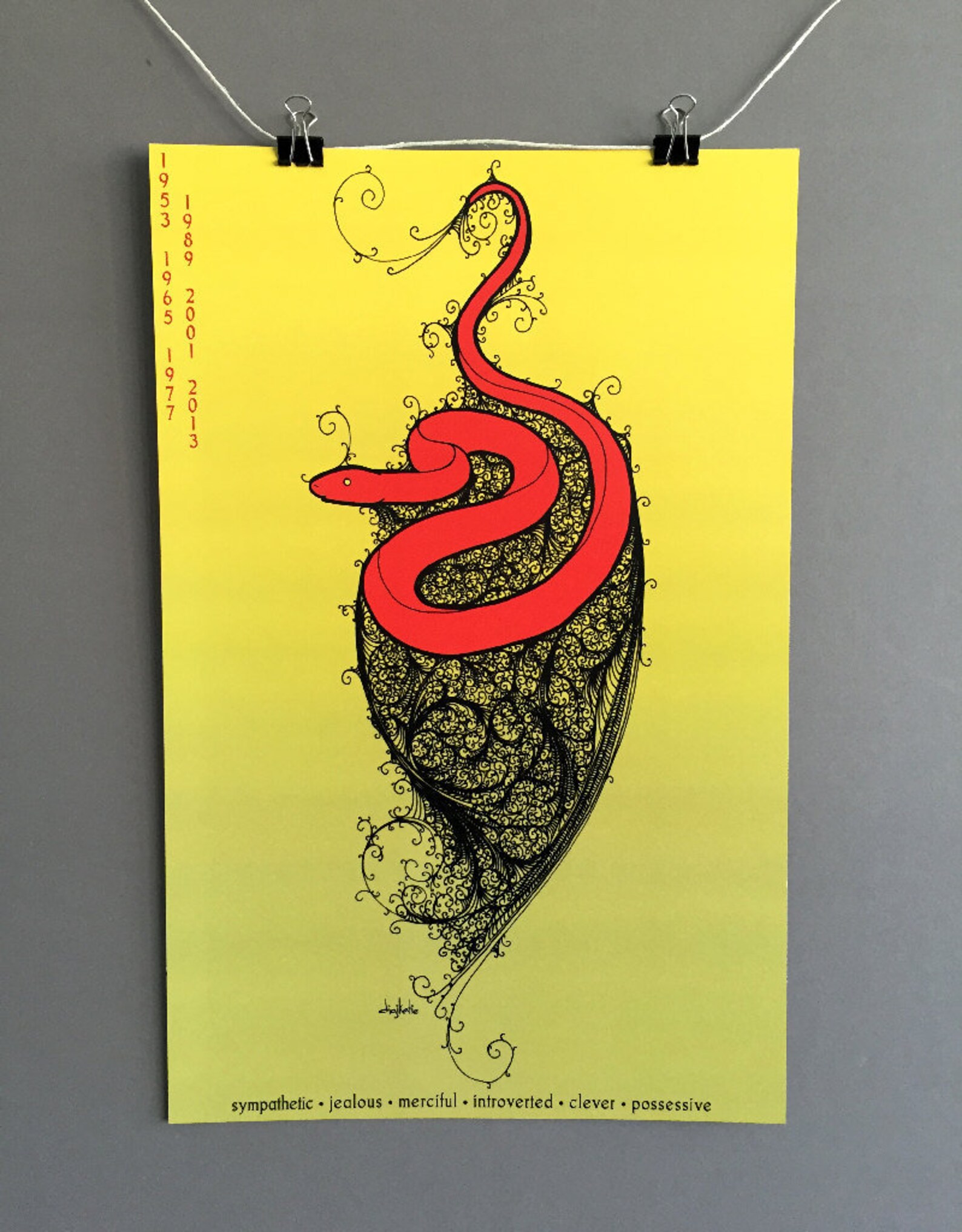 Chinese Zodiac Snake Large Art Print 11x17 Poster - Etsy