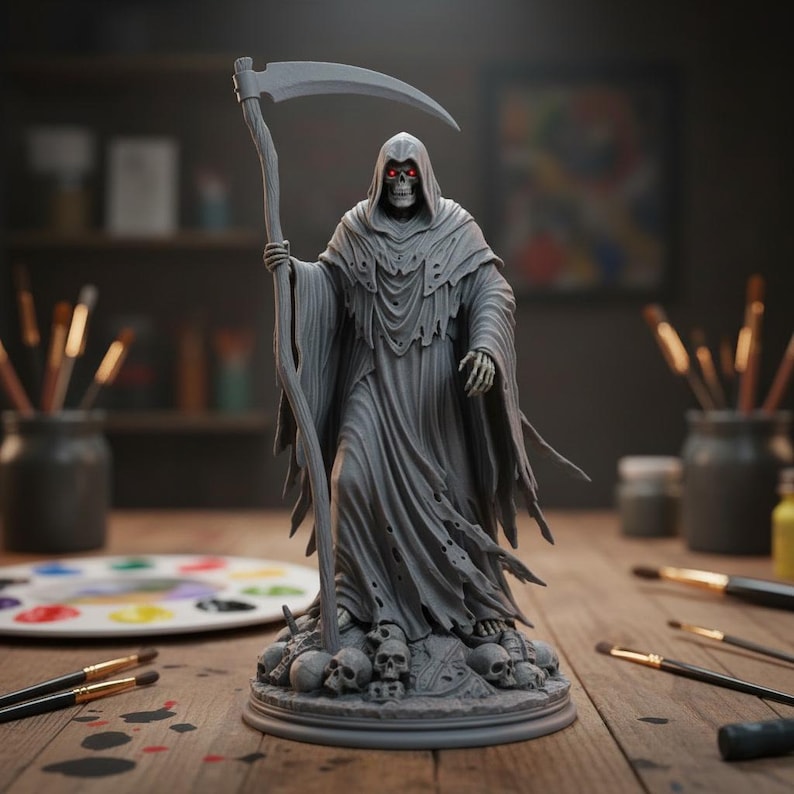 Grim Reaper STL File – Dark Fantasy Death Figure 3D Printable Model ...