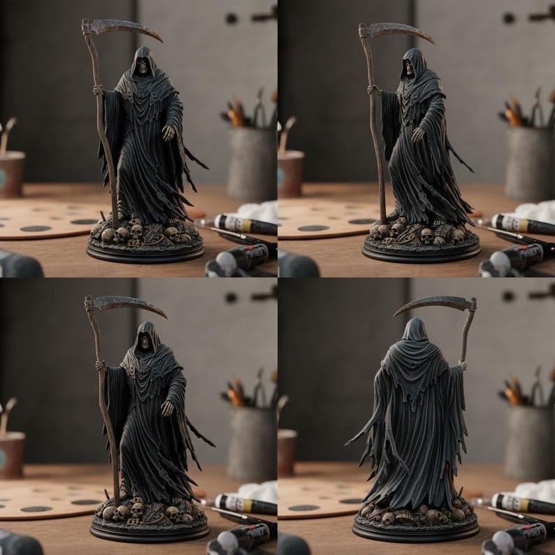 Grim Reaper STL File – Dark Fantasy Death Figure 3D Printable Model ...