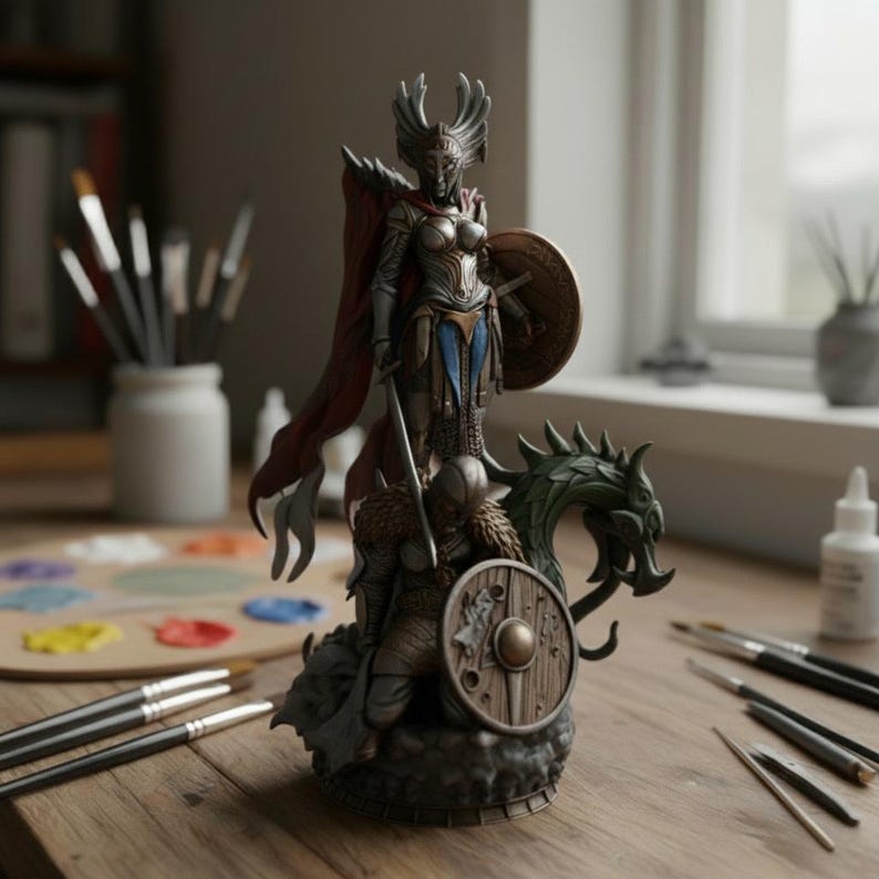 Valkyrie STL File – Norse Mythology Warrior Maiden 3D Printable Model ...