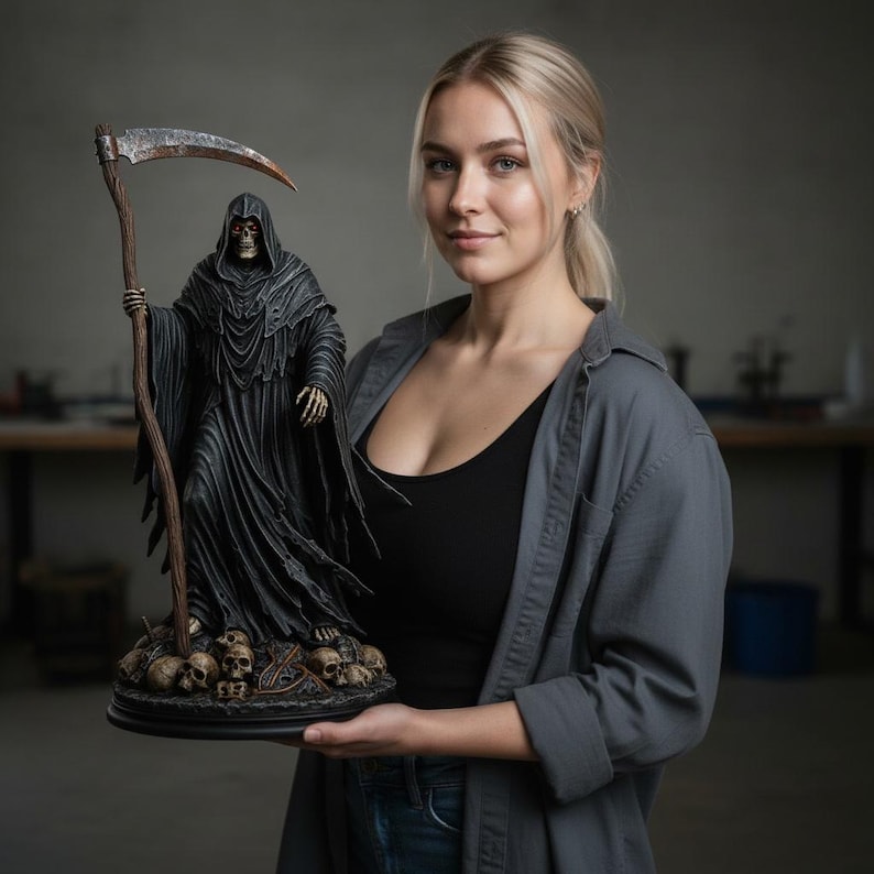 Grim Reaper STL File – Dark Fantasy Death Figure 3D Printable Model ...