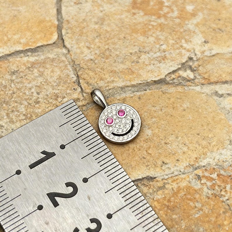 Pave Crystal Smiley Face Pendants, Gold Silver Gemstone Emoji Charms - Etsy