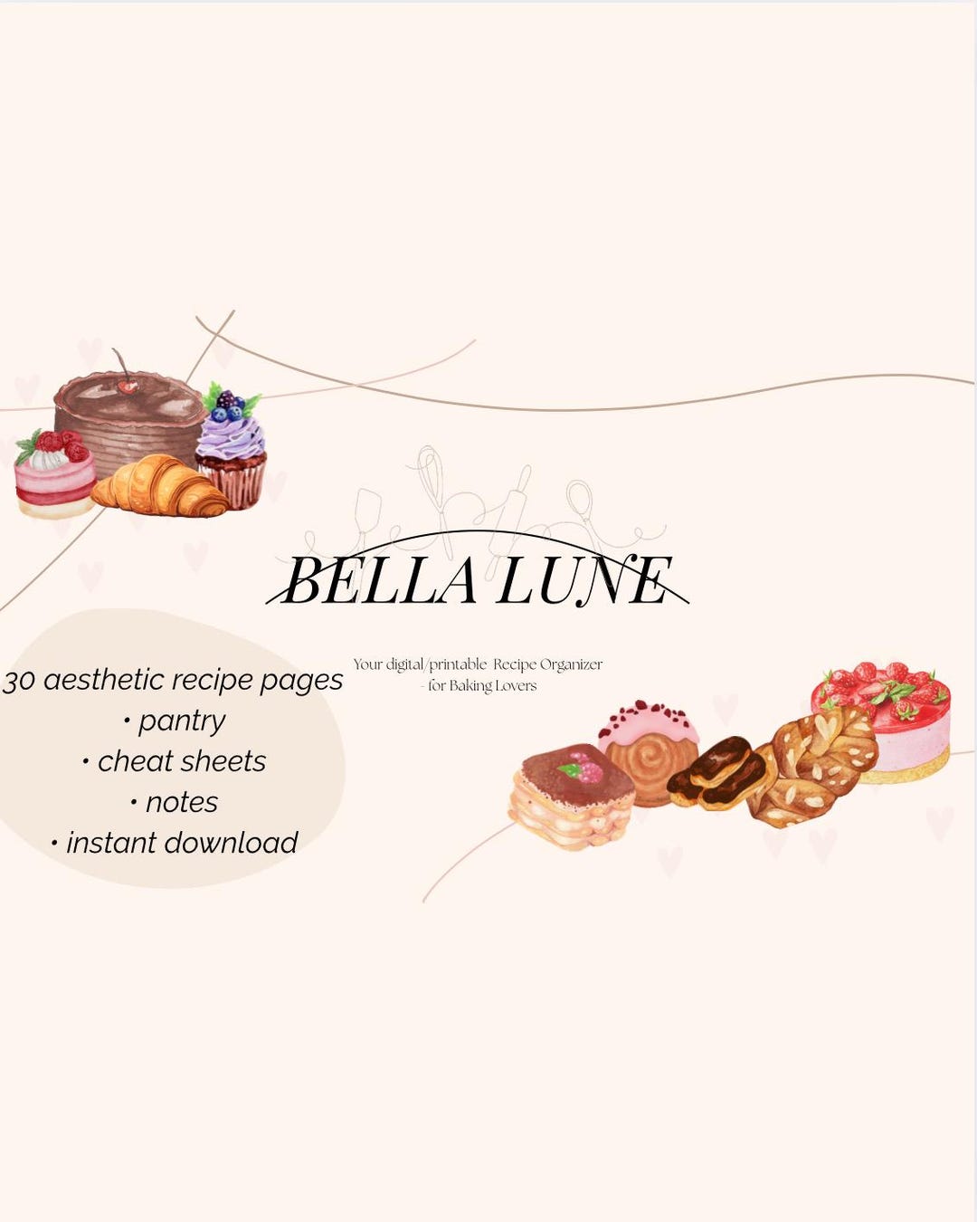 Aesthetic Recipe Book Printable | Baking Recipe Organizer | Digital ...