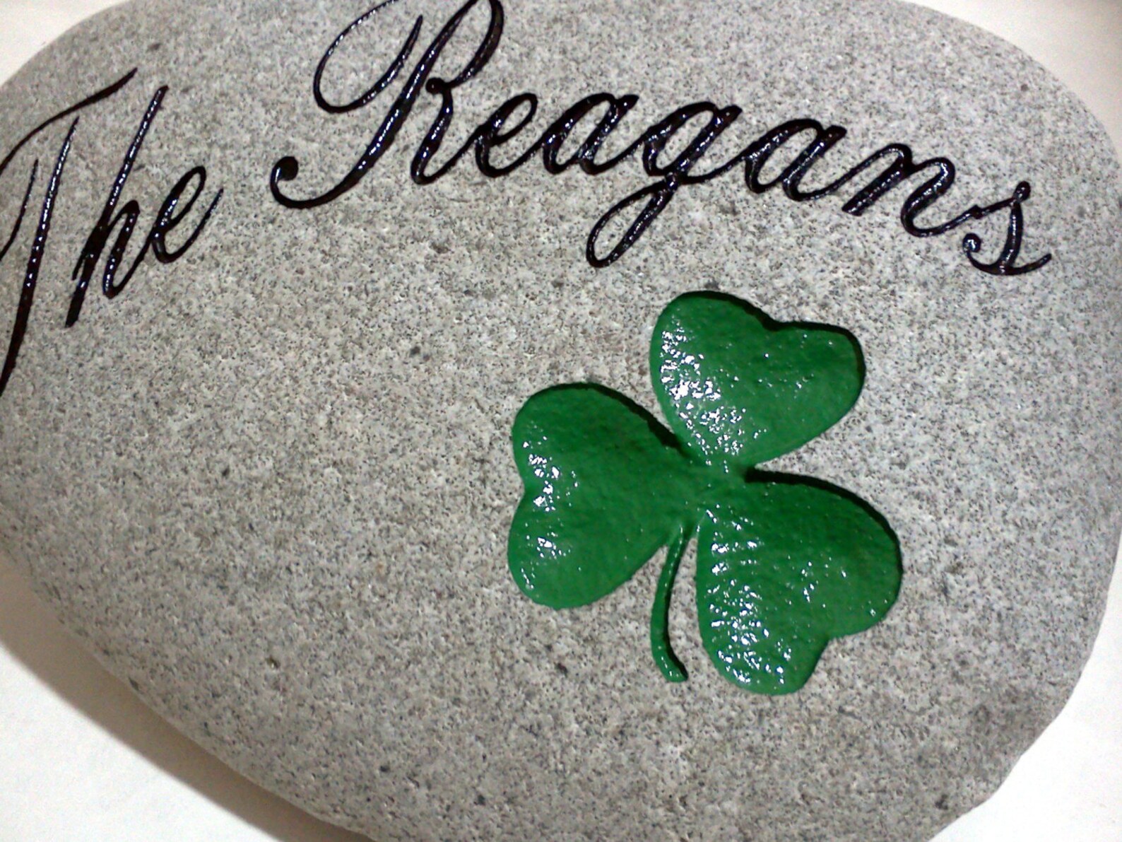 Engraved Stone With Family Name and Shamrock - Etsy