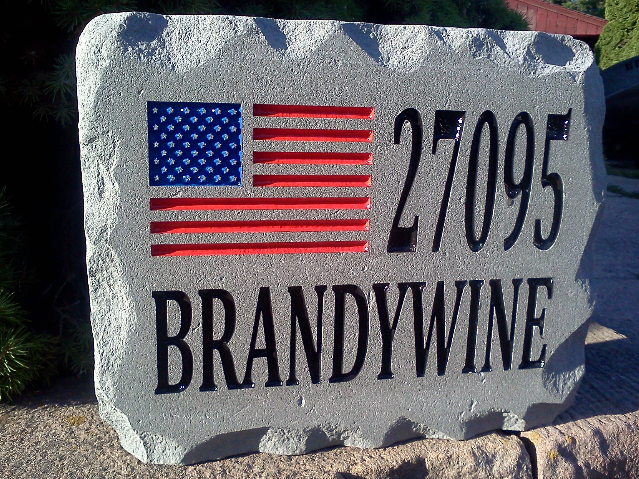 Engraved Address Stone With American Flag - Etsy
