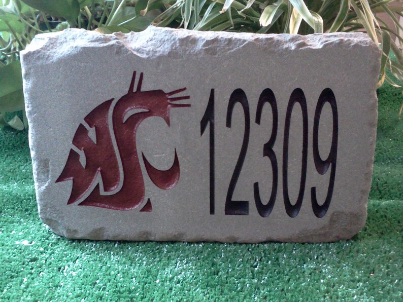 Engraved Address Stone With College Logo | Etsy
