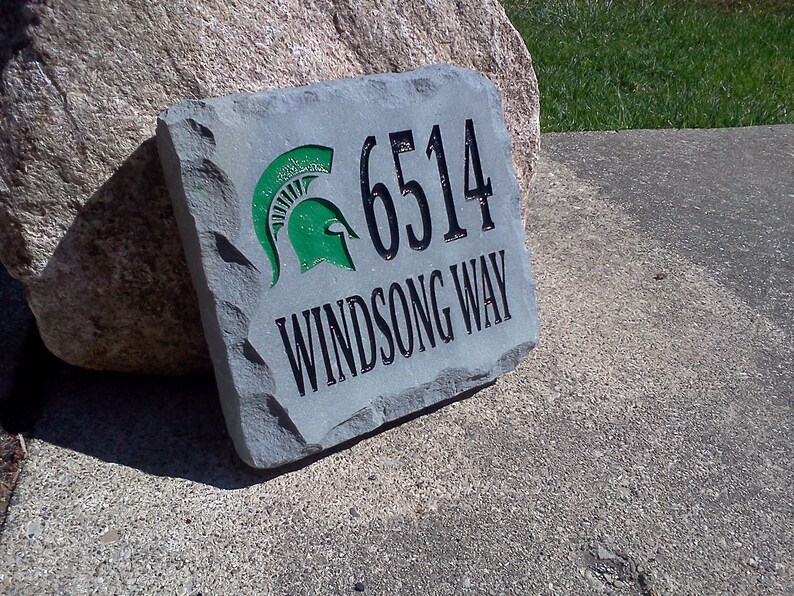Engraved Address Stone With College Logo | Etsy