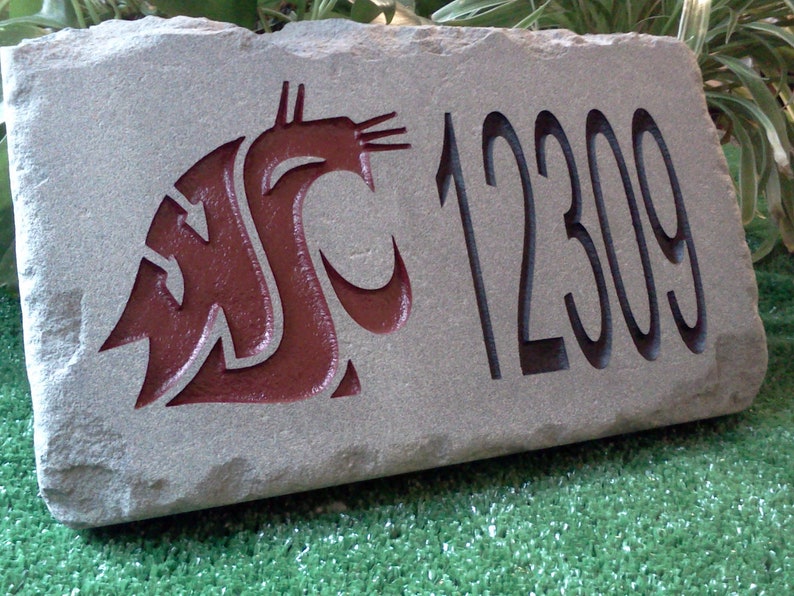 Engraved Address Stone With College Logo | Etsy