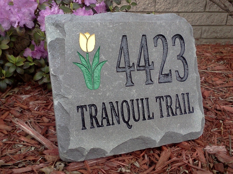 Home Address Sign Engraved Stone - Etsy