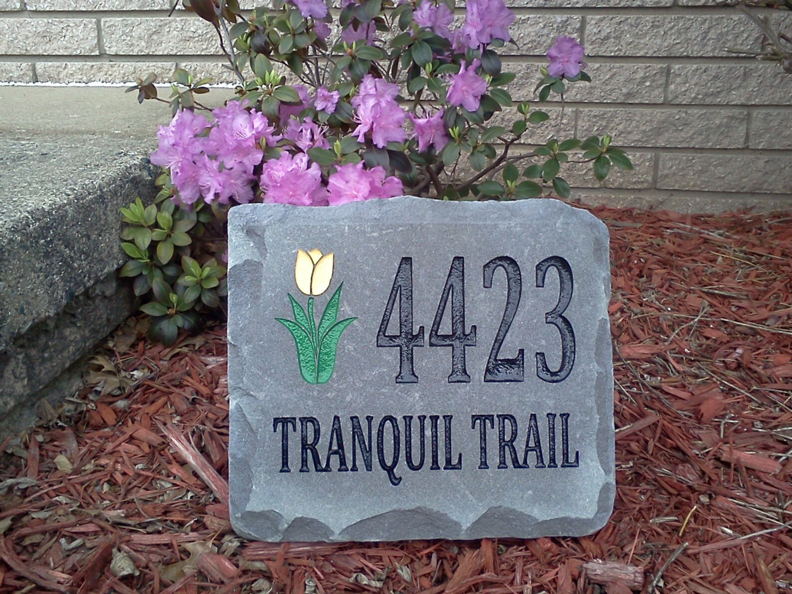 Home Address Sign Engraved Stone - Etsy