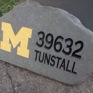 Engraved Address Stone With College Logo - Etsy