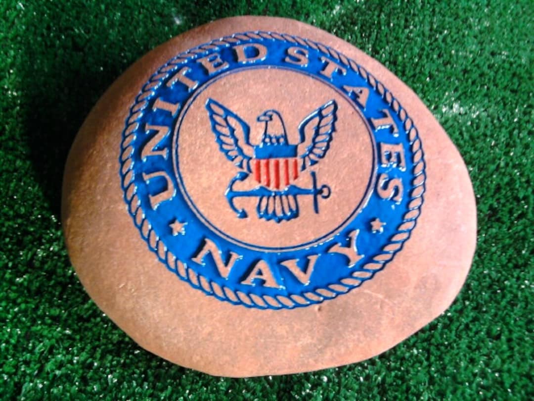 US Navy Engraved Stone - Etsy
