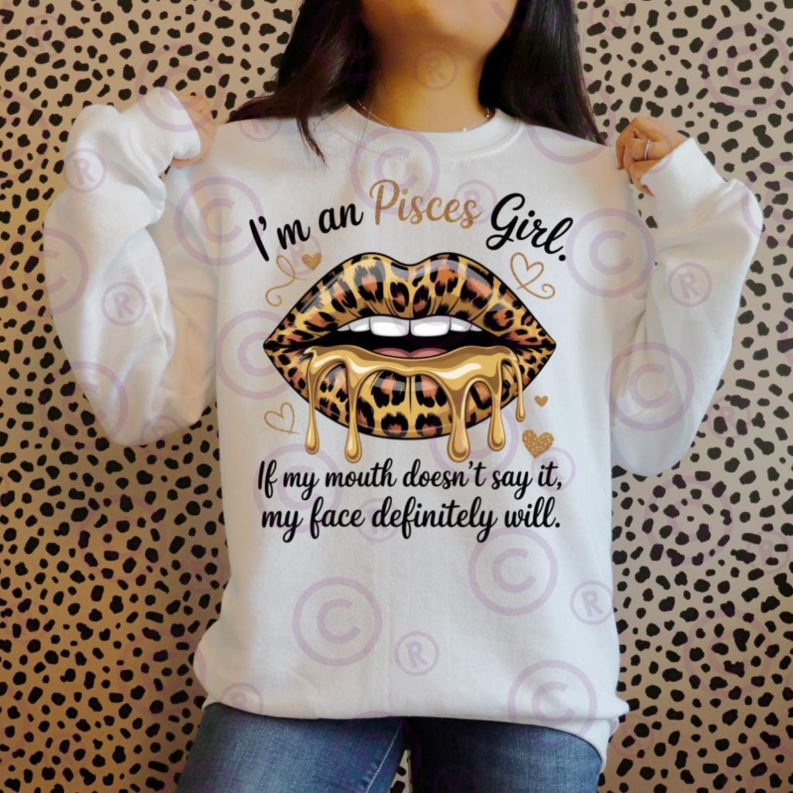 Pisces Girl Lips PNG | Leopard Print Dripping Design (digital Download ...