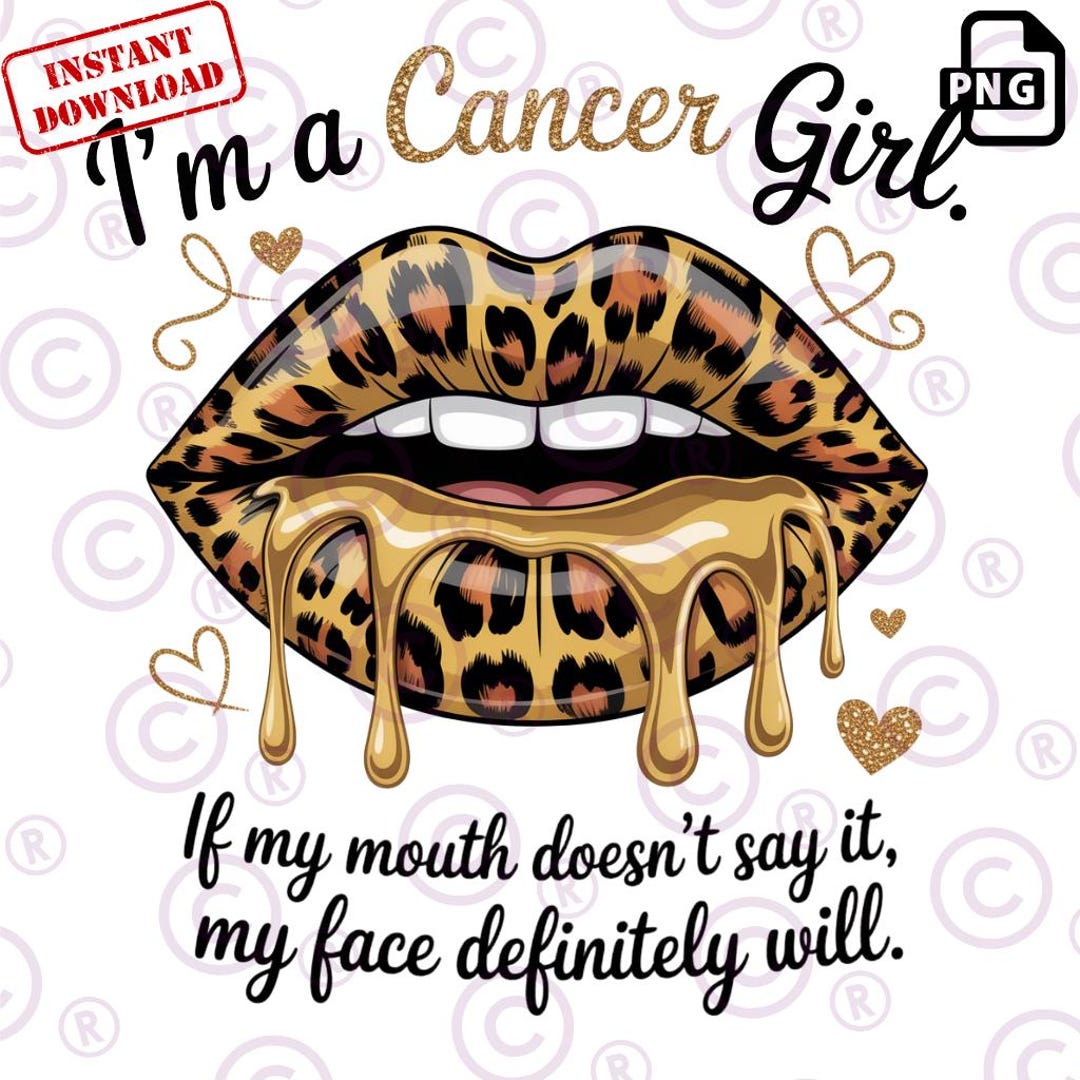 Cancer Girl Leopard Lips PNG | Zodiac Astrology Design (digital ...