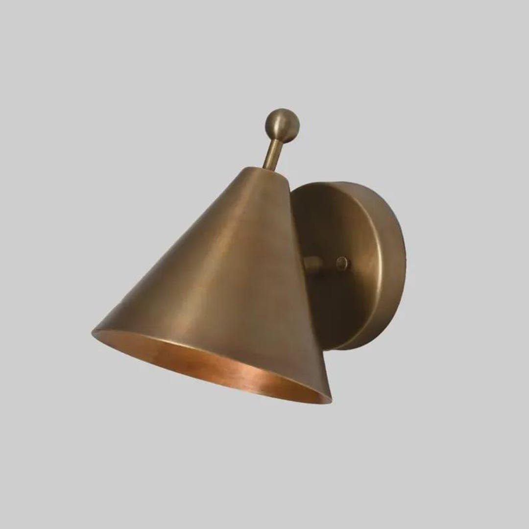 Handmade Brass Pivot Wall Sconce | Mid-century Cone Light - Etsy