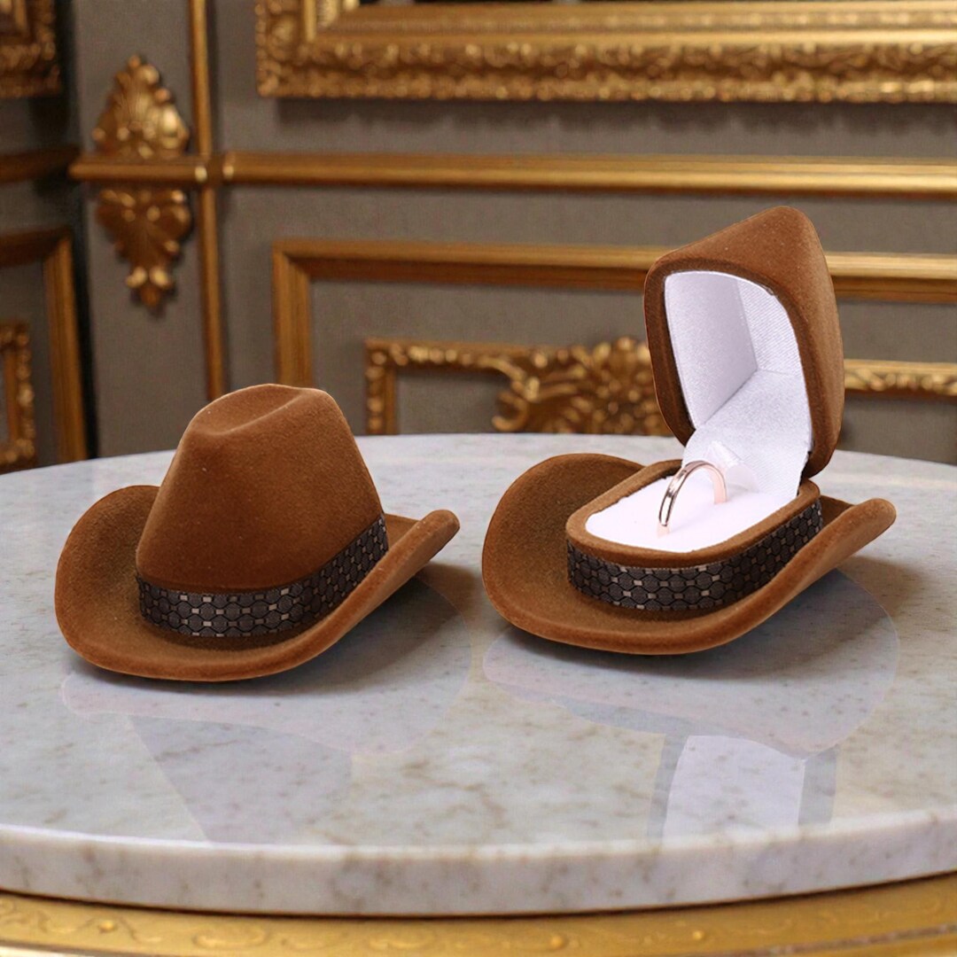 Cowboy Hat Ring Box | Western Proposal Ring Holder | Unique Engagement ...