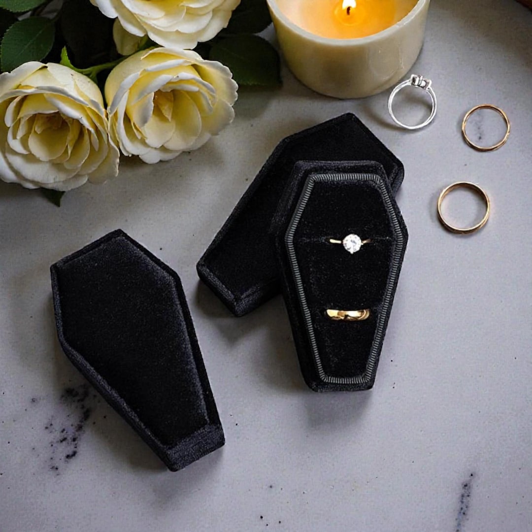 Black Velvet Coffin Ring Box | Gothic Wedding Proposal - Etsy
