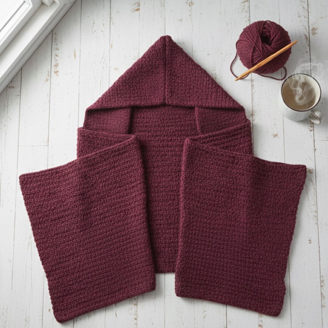 Cozy Hooded Wrap Crochet Pattern | Oversized Shawl With Hood | PDF ...