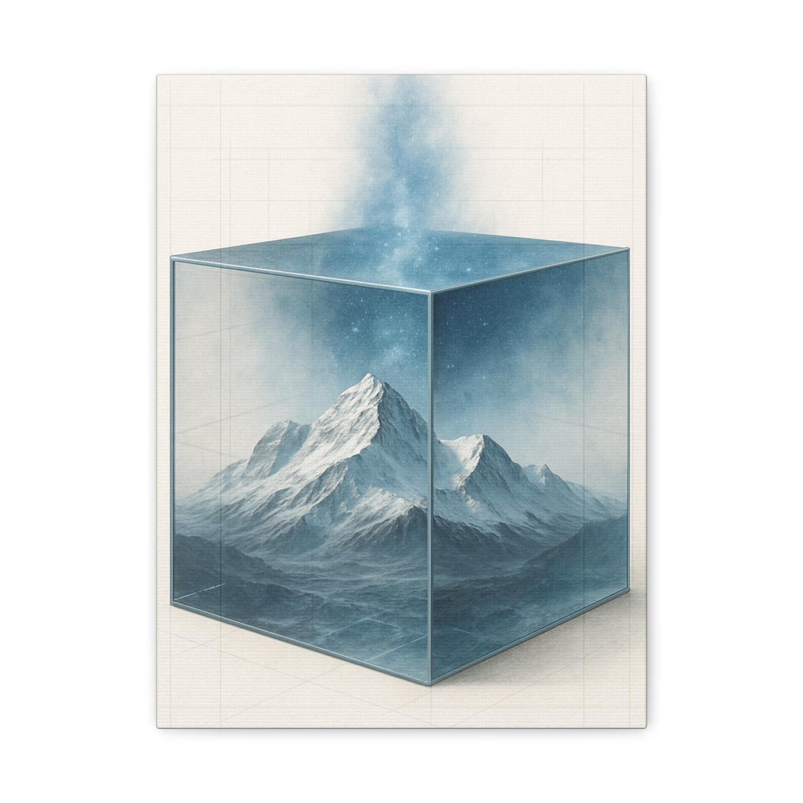 Mountain World · Glass Cube · Architectural Grid (canvas Wrap) - Etsy