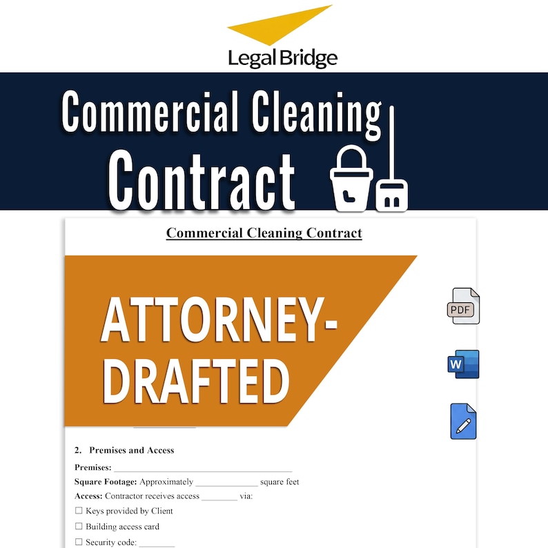 Commercial Cleaning Contract Template Editable Office Agreement PDF ...