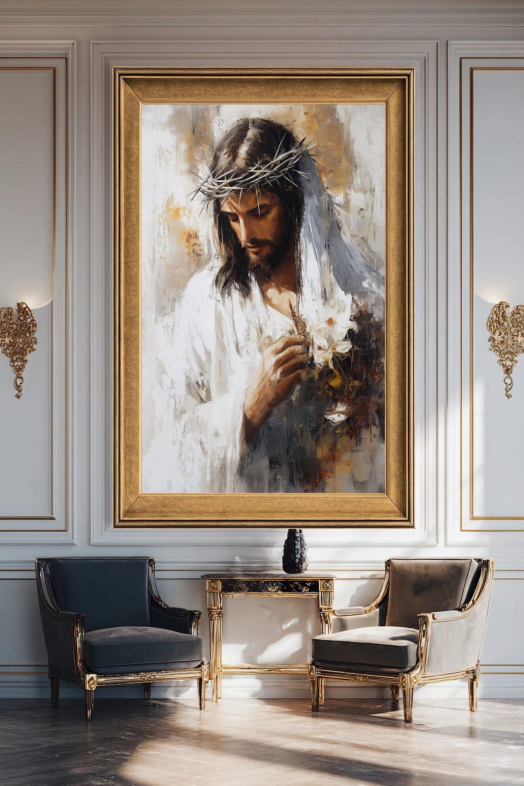 Jesus Christ Crown of Thorns Canvas Print Emotional Christian Wall Art ...