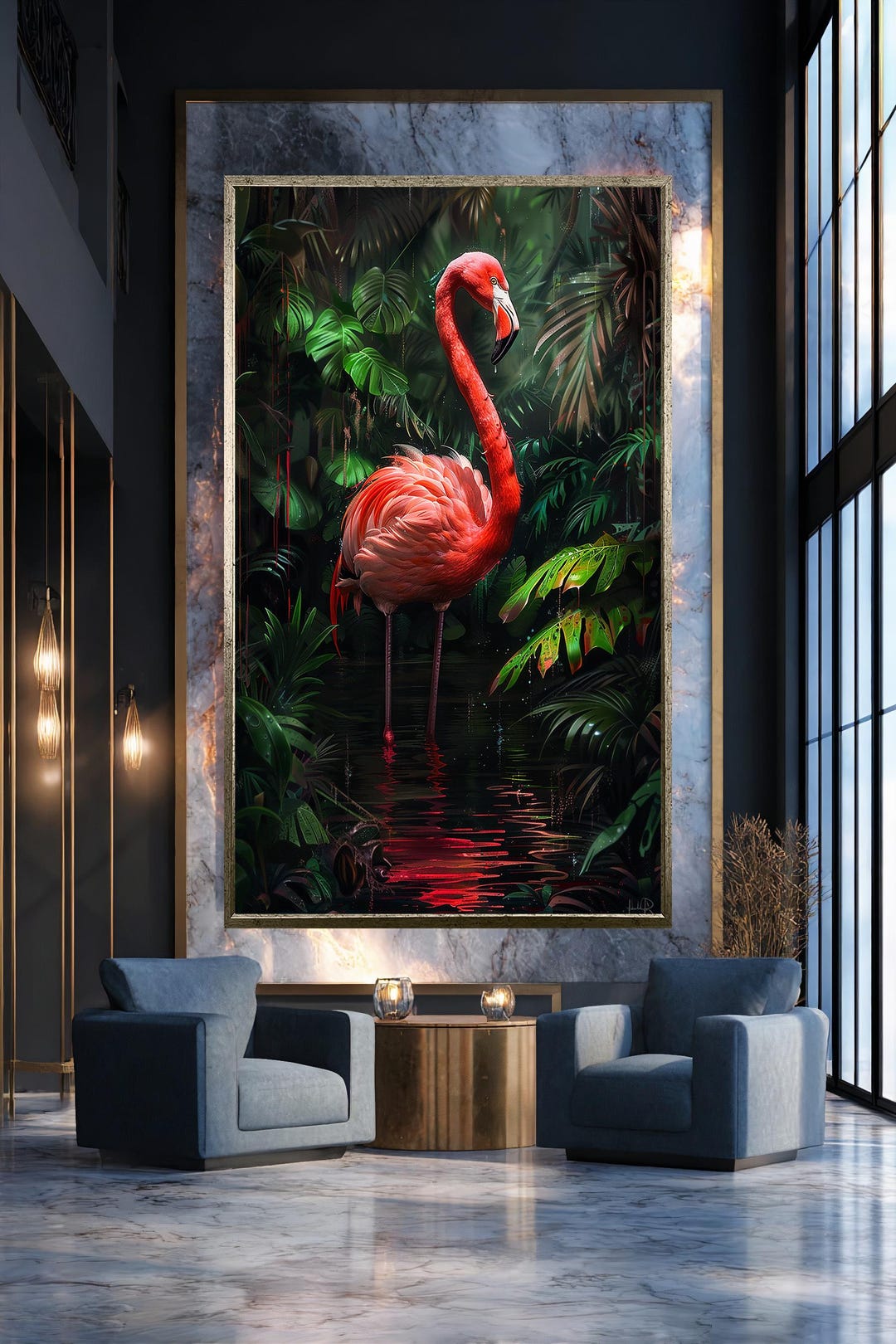 Flamingo Canvas Print, Tropical Jungle Bird Art on Canvas, Exotic Pink ...