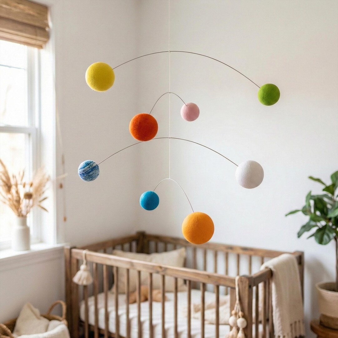 Dynamic Balance Crib Mobile, Kinetic Solar System Hanging Art, Baby ...