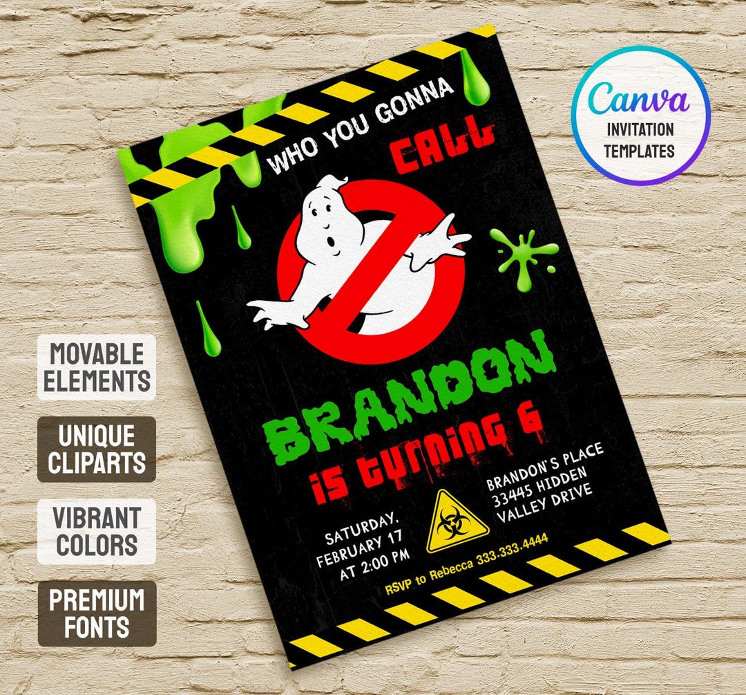 Ghostbusters Birthday Invitation, Printable Editable Invite, Frozen ...