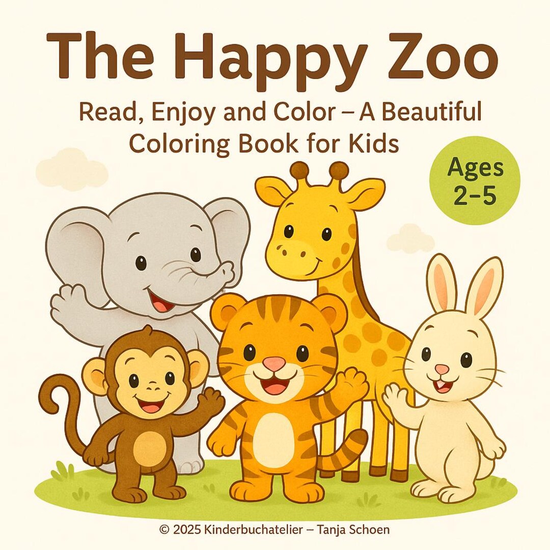 The Happy Zoo – Animal Coloring Book for Kids Ages 2–5 | Printable Zoo ...
