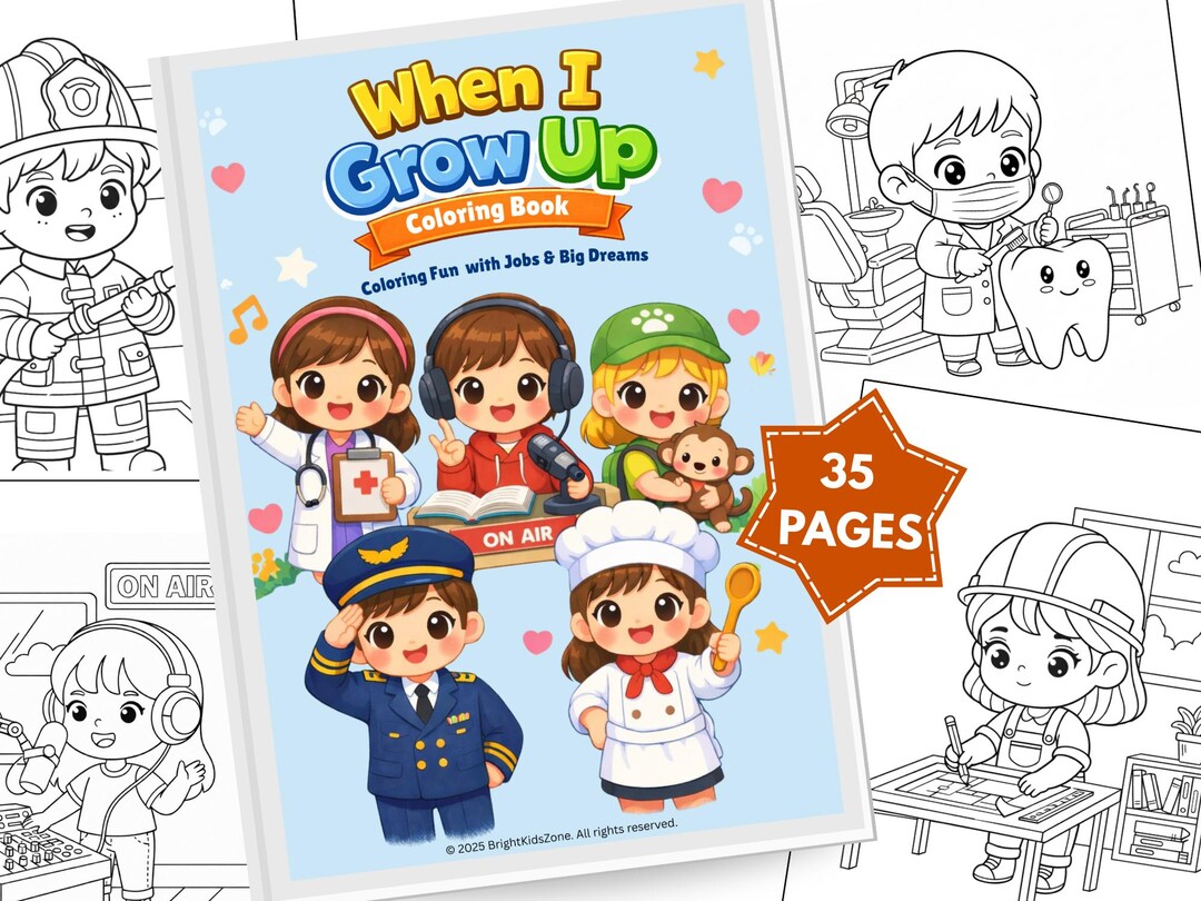 When I Grow up Coloring Book | Printable Kids Coloring Pages | Career ...