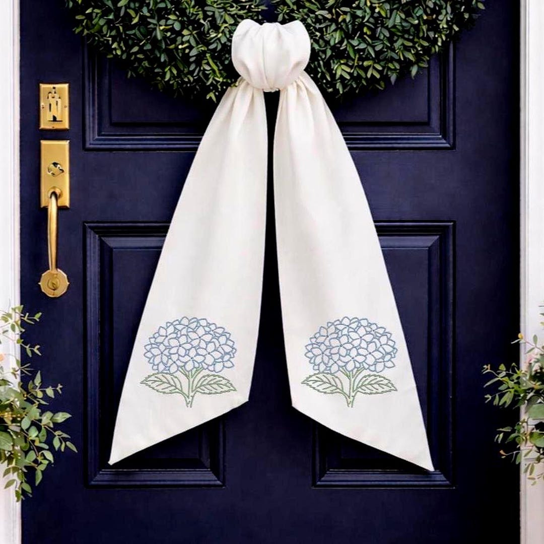 Embroidered Hydrangea Wreath Sash | Personalized Initial, Monogram - Etsy