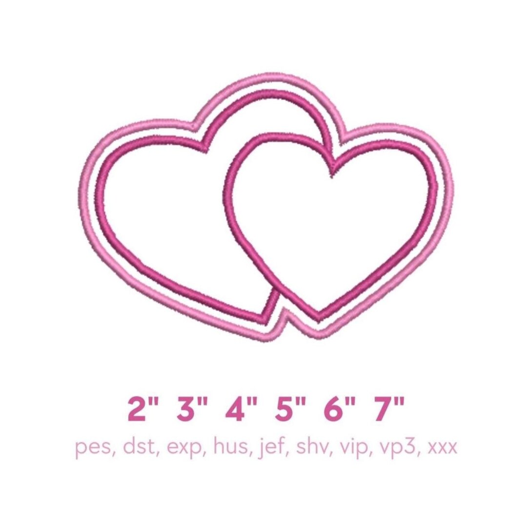 Double Heart Outline Embroidery Design | Valentine's Day (digital File ...