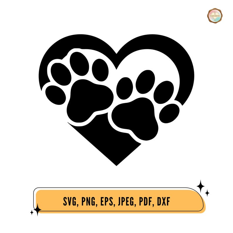 Dog Paw Heart SVG Clipart, Pet Love Paw Print Vector Art (digital ...